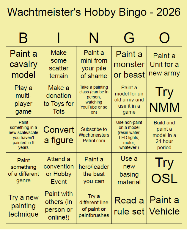 Wachtmeisters Patrol Hobby Bingo 2026 – The Wachtmeister's Patrol