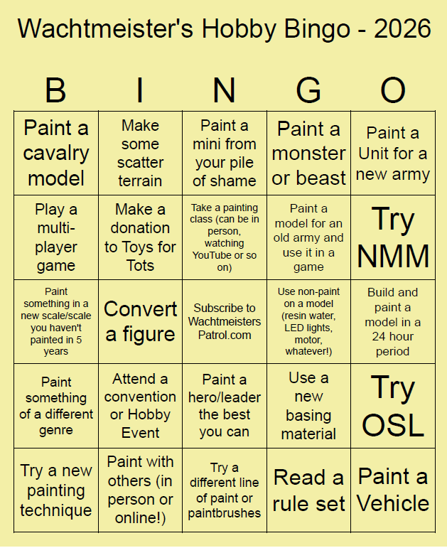 Wachtmeisters Patrol Hobby Bingo 2026 – The Wachtmeister's Patrol